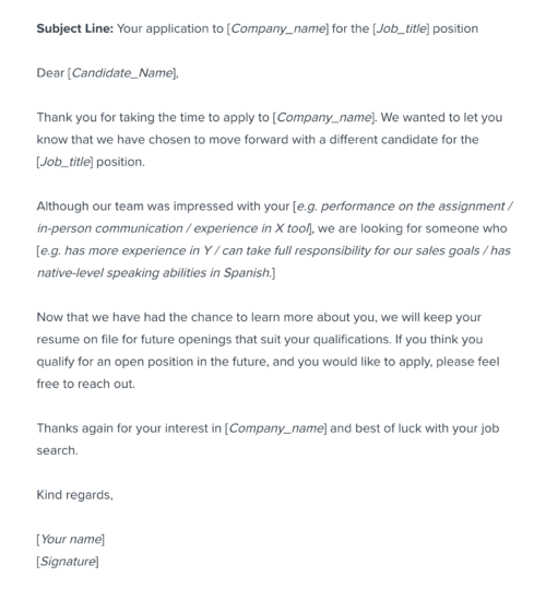 Interview feedback to candidates email template | Workable