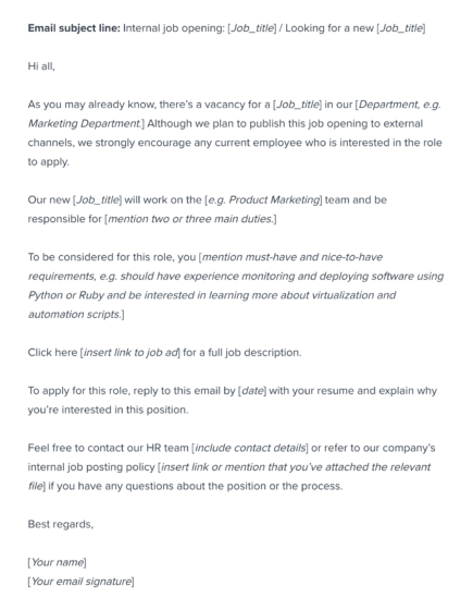 Internal job posting email template | Workable