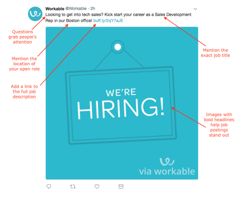 Twitter job posting example | Workable